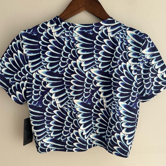 Ed Hardy | Tops | Nwt Ed Hardy Angle Wing Blue White Cropped Fitted Top ...